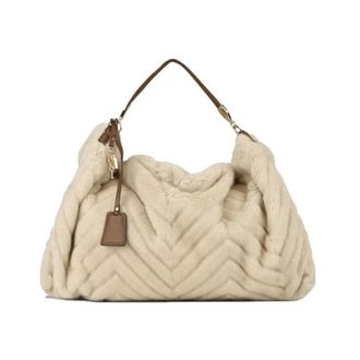 Liu Jo Sac &agrave; bandouli&egrave;re en fausse fourrure Chevron - Femme - Sacs - Beige - Taille: ONE Size