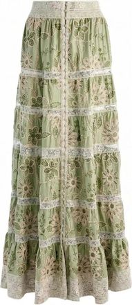 Alice & Olivia Femme, Jupes, Vert, Taille: 32 FR Adira Jupe Maxi Brod&eacute;