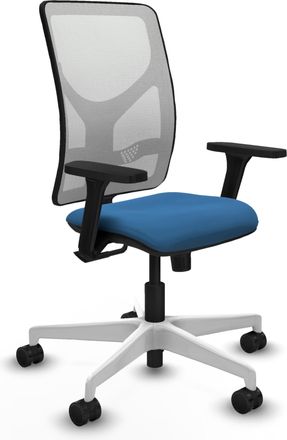 Piqueras y Crespo B&uuml;rostuhl mit verstellbaren Armlehnen, h&ouml;henverstellbare Lendenwirbelst&uuml;tze, ausgestattet mit 3 Positionen und Schneideschaum, Wei&szlig;/Hellblau