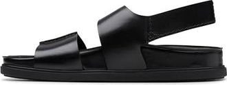 Clarks Torford Strap, Sandale plate Pour des hommes, Black Leather