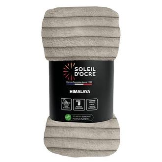 Soleil d'Ocre Couvre lit Flanelle et Velours 180x220 cm Himalaya Ecru