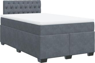 vidaXL Boxspringbett mit Matratze Dunkelgrau 120x200 cm Samt vidaXL