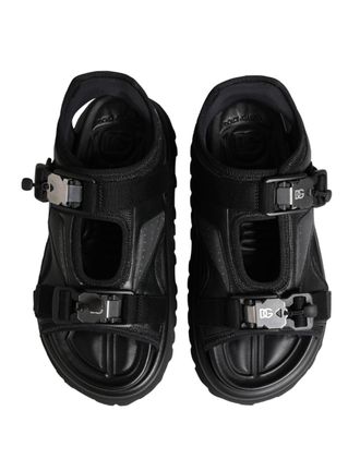 Dolce & Gabbana Black Logo Detailed Men Chunky Sandals Shoes Leather