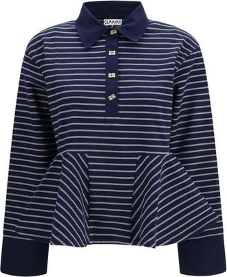 Ganni Femme, Tops, Bleu, Taille: 40 FR Polo en coton