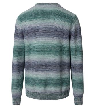 Casamoda Rundhalspullover CASAMODA Herren Strickpullover Rundhals Regular Gr&uuml;n gestreift
