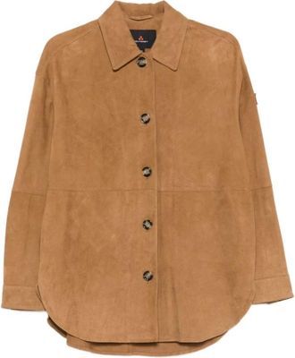 Peuterey Femme, Blouses et Chemises, Brun, Taille: 42 FR Lya Veste en Su&egrave;de avec Boutons