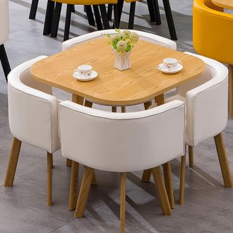 Generic 5-teiliges K&uuml;chen-Esszimmer-Set, runder Fr&uuml;hst&uuml;ckstisch mit 4 St&uuml;hlen, runder Konferenztisch f&uuml;r K&uuml;che/Esszimmer