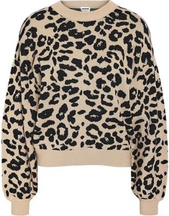 Noisy May Noisy may Nmcharlott L/S O-Neck Knit FWD Noos Pull-Over, Nomad/Motif : léopard Noir, XL Femme