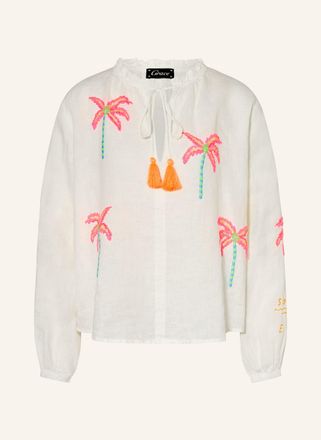 Grace Grace Blusenshirt Aus Leinen Mit Pailletten weiss
