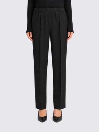 Semicouture Pantalon droit Alfie en laine m&eacute;lang&eacute;e &agrave; pinces et taille &eacute;lastiqu&eacute;e