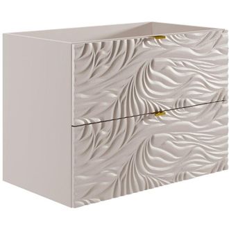 Vente-Unique Vente-Unique - Meuble sous vasque simple 80 cm - Beige textur&eacute; - 2 tiroirs soft close - Poign&eacute;es en m&eacute;tal dor&eacute; - &Eacute;co-responsable fabriqu&eacute; en Europe