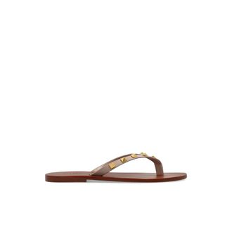 Valentino Garavani Rockstud Leder-Slide - - Shoes - Damen - Beige - 38 EU