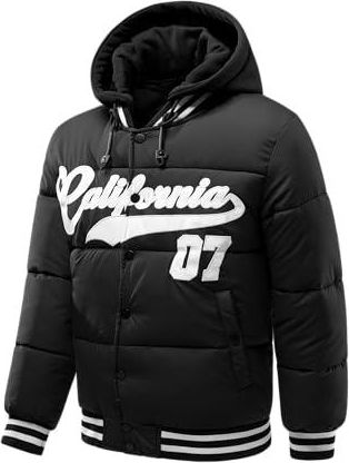 TONY BACKER by Y Chromosome Veste dhiver pour homme, imperm&eacute;able, avec capuche amovible, veste dhiver chaude, rembourr&eacute;e, fermeture par boutons, Noir