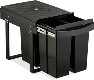 Relaxdays Poubelle encastrable pour la Cuisine, 3 bacs, 20 litres et 10 litres, HLP : 41,3 x 34 x 51,8 cm, Noire