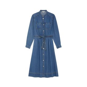 Suncoo Femme, Robes, Bleu, Taille: 44 FR Robe midi en denim avec boutons