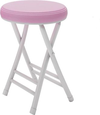 Generic Gepolsterter Sitzfläche Klapphocker, Runder Küchenhocker, Tragbarer Klappstuhl Mit 50 cm Durchmesser, für Das Frühstückscafé(Pink)
