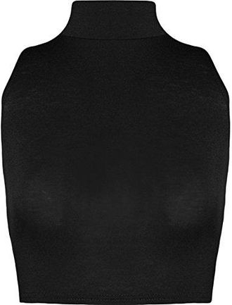 WearAll Débardeur Court avec Un col roulé - Hauts - Femmes - Noir - 40-42