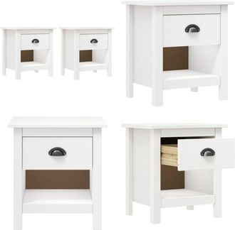 vidaXL Nachttische 2 Stk. Hill 46x35x49,5 cm Massivholz Kiefer - Nachtisch - Nachttische - Massivholzmöbel - Kiefernholz - Weißer Nachtisch - Home & Living