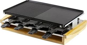 Domo Appareil a Raclette DOMO DO9246G - -grill Bamboo - 1200W - 3 niveaux - 8 personnes - R&eacute;sistance acier inoxydable