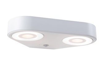 Paulmann 94868 LED Au&szlig;enwandleuchte Silma Bewegungsmelder zweifacher Lichtaustritt IP44 280x176mm 3000K 2x5,5 / 2x0,7W 2x600lm 230V Wei&szlig;