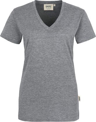 HAKRO Damen V-Shirt Classic - 126 - graumeliert - Gr&ouml;&szlig;e: XXL