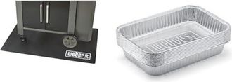 Weber 17897 Bodenmatte, Grillmatte, schwarz & 6415 Small 7-1/2-Inch-by-5-inch Aluminum Drip Pans, Set of 10