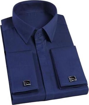 Generic Chemise fran&ccedil;aise &agrave; manches longues pour homme - Coupe ajust&eacute;e - Boutons dissimul&eacute;s - Couleur unie - Robe de mari&eacute;e formelle, 8, 4XL