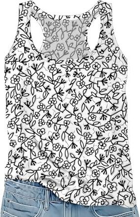 Generic Debardeur Femme Chic et &eacute;l&eacute;gant Chemisier sans Manche Imprim&eacute; D&eacute;bardeur Crop Top Ete Haut Chic et Elegant Caraco Vetement Femme Ete Veste Tee Shirt sa