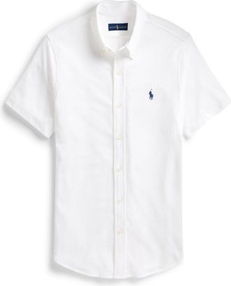 Ralph Lauren Kurzarmhemd aus einem leichten Baumwoll-Mesh mit Logo-Stickerei in