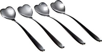 Alessi Big Love AMMI08/7 - Set von Vier Kaffeeförmigen Designer-Kaffee-Teelöffeln, aus Edelstahl 18/10, Stahl