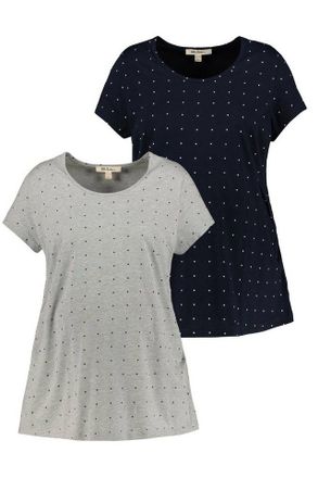 Ulla Popken T-Shirt T-Shirts 2er-Pack Kurzarm seitl. Raffung GOTS (2-tlg) Schwangerschaft