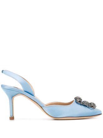Manolo Blahnik escarpins &agrave; bout &agrave; ornements - Bleu