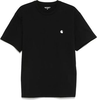 Carhartt Work in Progress Homme, Tops, Noir, Taille: M T-shirt en Coton avec Logo Brod&eacute;