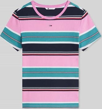 Tommy Jeans Slim Fit T-Shirt aus Baumwoll-Mix in Rippstrick