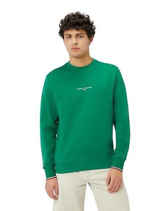 Tommy Hilfiger WCC Tommy Logo Tipped Crewneck Mw0Mw33640 Col Ras du Cou, Green (Nouveau Green), L Homme