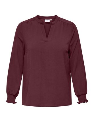 Only Carmakoma Damen Carmetta Life V-Neck Top WVN Noos, Tawny Port, 42