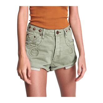 One Teaspoon Bandits Mid Waist Denim Shorts - - Shorts - Damen - Gr&uuml;n - W23