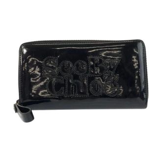 Chlo&eacute; Portefeuille long en cuir verni noir Pre-owned - Femme - Pre-owned - Noir - Taille: ONE Size