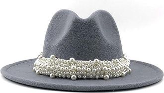 Generic Cocila Chapeau De Jazz éLéGant pour Femmes Britannique Anneau Perles avec Haut à Bord en Laine Dames Bonnet Gendarmerie (Grey L) Cagoule De Ski Femmes