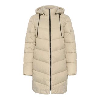 Kaffe Manteau Gris Matelass&eacute; avec Capuche - Femme - Manteaux - Gris - Taille: 44 FR