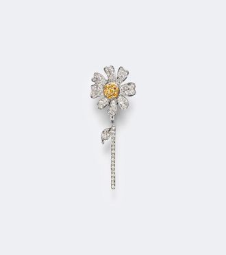 Yvonne L&eacute;on Yvonne L&eacute;on Boucle doreille unique Marguerite en or 9 ct, diamants et citrines
