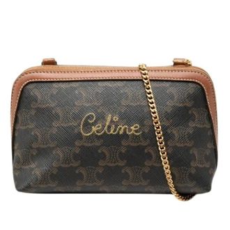 Celine Pre-owned Bestickte Canvas Umh&auml;ngetasche - - Pre-owned - Damen - Braun - ONE SIZE