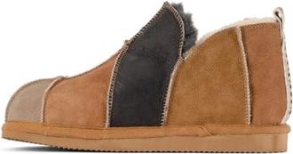 Shepherd of Sweden - Anton Sheepskin Slippers - Men - 100% Real Sheepskin - Comfort - Soft and Warm, Patchwork Limited Edition, 43 EU