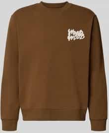 Wood Wood Sweatshirt mit Label-Print Modell Colter