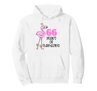 BDAZ 66 Years of Flamazing Flamingo Design Beach 66th Birthday Pullover Hoodie