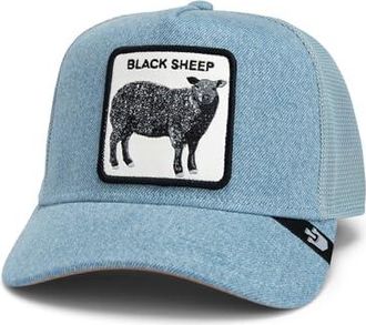 Goorin Brothers The Black Sheep Mouton Design Denim Bleu Clair Casquette de Camionneur Ajustable