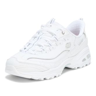 Skechers DLites Winning Choice Damen-Sneaker zum Reinschl&uuml;pfen, Wei&szlig;/Silber, 38.5 EU Weit