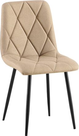 Clp Esszimmerstuhl gepolstert Clairton, Küchenstuhl mit gestepptem Bezug, mit schwarzem Metallgestell, bis 150 kg belastbar, Farbe:Taupe, Material:Stoff