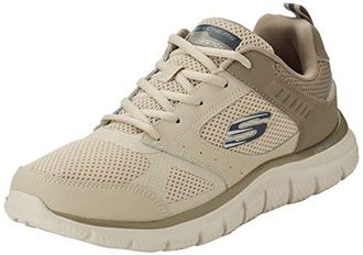 Skechers Baskets Track-Syntac pour Homme, Bordure en Maille de Cuir Taupe, 39 EU