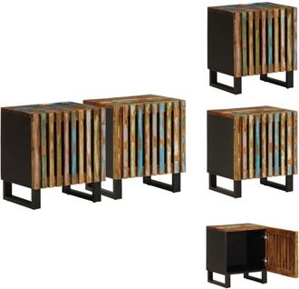 vidaXL Nachttische 2 Stk. 40x34x46 cm Altholz Massiv - Holz Nachttisch - Altholz M&ouml;bel - Vintage Nachttisch - Wohnzimmer Dekoration - Nachtkommode